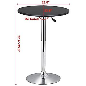 Yaheetech 3-Piece Bar Table Set, Round Bar Table and PU Leather Adjustable Swivel Armless Chairs, Modern Counter Height Table Set with 2 Bar Stool for Kitchen, Black