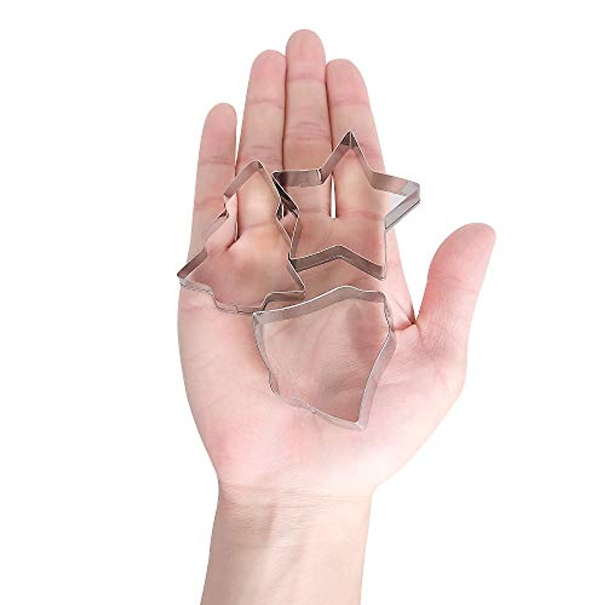 Christmas Cookie Cutters, 10 Pcs 2 Inches Stainless Steel for Xmas/Holiday/Party Supplies/Gifts-Snowflake, Bell, Christmas Tree, Star, Moon, Angle, Heart & More Cookie Cutters Christmas Shapes