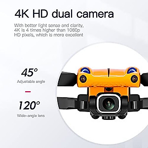 meekiee 2021 Latest Waterproof Professional RC Drone with 4K Camera Rotation,Drone with Dual Camera for Kids and Adults,E88 Pro RC Drone 4K Camera Rotation HD Wide Angle FPV Live Video (KY907 Orange)