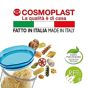 Cosmoplast Barocco Square Canister Collection, BPA-free food and pantry storage with airtight lid for coffee and tea storage, brown sugar. Orange. 5 pc set includes 2 mini, 1 small, 1 medium, 1 large