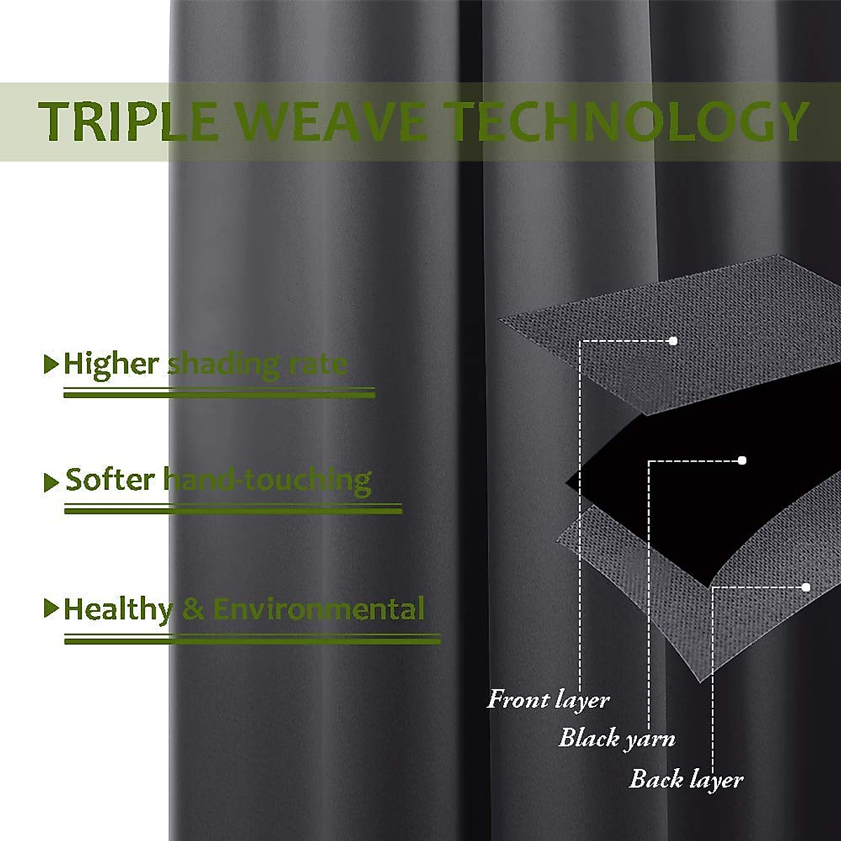 White House Linen 100% Polyester Room Darkening Twill Pinch Pleate Curtains Solid Drapes for Small Windows Doors with Ring (Light Grey,30 Inch Wide by 95 Inch Long-1 Panel)