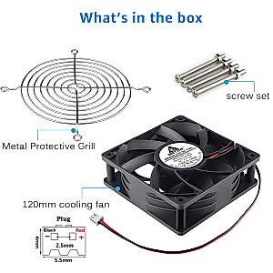 GDSTIME Dual Ball Bearing Big Air Flow High Speed Preesure 4500rpm 12038 12cm 120mm X 38mm 5 Inch 12v Dc Cooling Fan