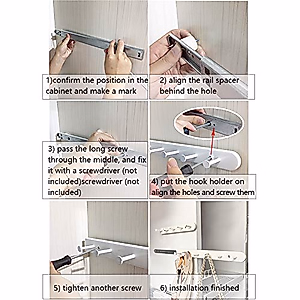 Kelendle Extendable Sliding Wardrobe Hook Rail with Hardware Pull Out Closet Rod Clothing Hanging Hooks Organizer for Home, Office, Hotel (5 Hooks)