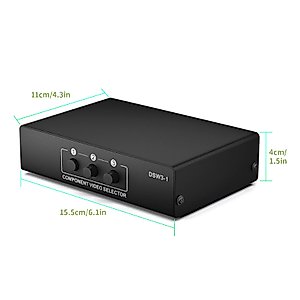 BolAAzuL Component AV Video Switch Box 3 in 1 Out, 3 Port 5 RCA YPbPr Cable RGB Component AV Switcher Selector Converter 3-Way Plug & Play for Retro Gaming PS2 Wii Xbox DVD Player TV