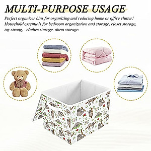 innewgogo Cute Sloths Storage Bins with Lids for Organizing Foldable Storage Box With Lid with Handles Oxford Cloth Storage Cube Box for Toys