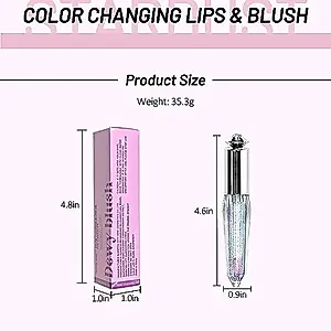 Erinde Clear Color Changing Blush Oil, Moisturizing Blusher for Cheeks and Lips Balm, Multi-Use Cream Liquid Blush Lip Gloss, Blendable Formula, Vegan & Cruelty-Free