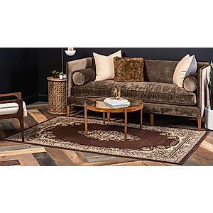 Unique Loom Reza Collection Traditional Persian Style Area Rug, 9 x 12 ft, Brown/Ivory