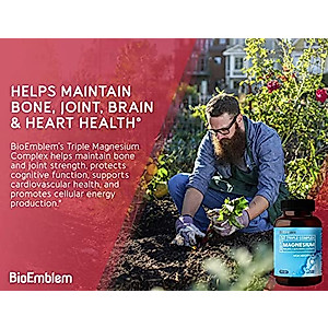 BioEmblem Triple Magnesium Complex | 300mg of Magnesium Glycinate, Malate, & Citrate for Muscles, Sleep, Calm, & Energy | High Absorption | Vegan, Non-GMO | 90 Capsules