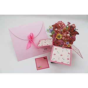 iLovepaper Happy Birthday Card, Birthday Pop Up Card, Handmade Birthday Cake Cards, 3D Birthday Greeting Cards, Happy Birthday Pop Up Cards (Flower 1)