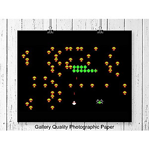 Super Mario Bros, Tetris, Centipede, Galaga - Iconic Arcade Video Games Wall Art Decor Set - 8x10 Prints for Man Cave, Den, Family Room, Bar, Bedroom - Gift for Men, Teens, Boys, Gamers, Gaming Fans