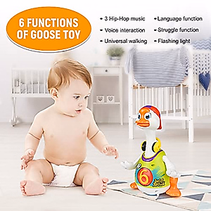 Woby Baby Musical Toy Dancing Singing Talking Walking Hip Hop Swing Goose Cool Educational Toy Gift for 1 2 3 Year Toddlers Kids Boys Girls