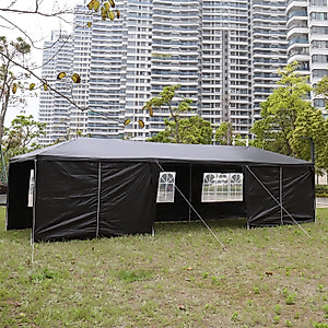 10' x 30' Party Tent,Wedding Tent with 8 Removable Sidewalls,Patio Canopy Tent, Outdoor Patio Gazebo with Spiral Tubes for Party,Wedding,BBQ, Waterproof (10' x 30'- 8 Removable Sidewalls, Black)