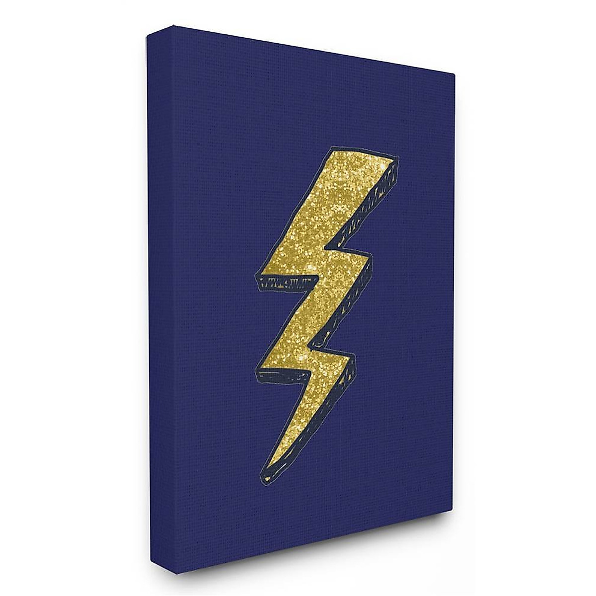 Stupell Home Décor Graphic Lightning Bolt Gold and Navy Stretched Canvas Wall Art, 16 x 1.5 x 20, Proudly Made in USA