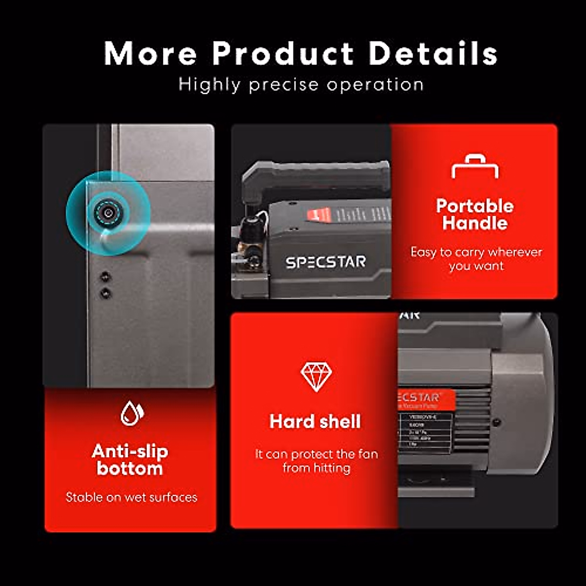 SPECSTAR 110V 9.6 CFM 1 HP Dual-Stage Rotary Vane HVAC Air Vacuum Pump for R12 R22 R134a R410a Systems with Oil Bottle