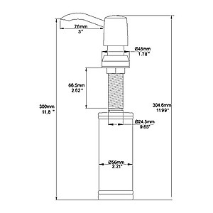 Avola Soap Dispenser for Kitchen Sink,Brushed Nickel Built in Sink Soap Dispenser or in Counter Soap Dispenser Brushed,Plastic ABS Pump Head Kitchen Sink Soap Dispenser with 13 Ounce Large Bottle