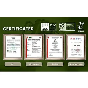 SUPERBIO 1.6 Gallon Compostable Handle Tie Garbage Bags, Small Trash Bags With Handles for Countertop Bin US BPI & Europe OK Compost Certified (Green, 50 Count (Pack of 1))