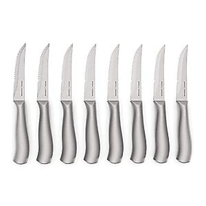 Emeril Lagasse Best Stainless Steel Steak Knife Set - 4.5” (Large Hallow Handles) - Serrated Steak Knife Set Kitchen Dinner Knifes Without Block (8-Piece)