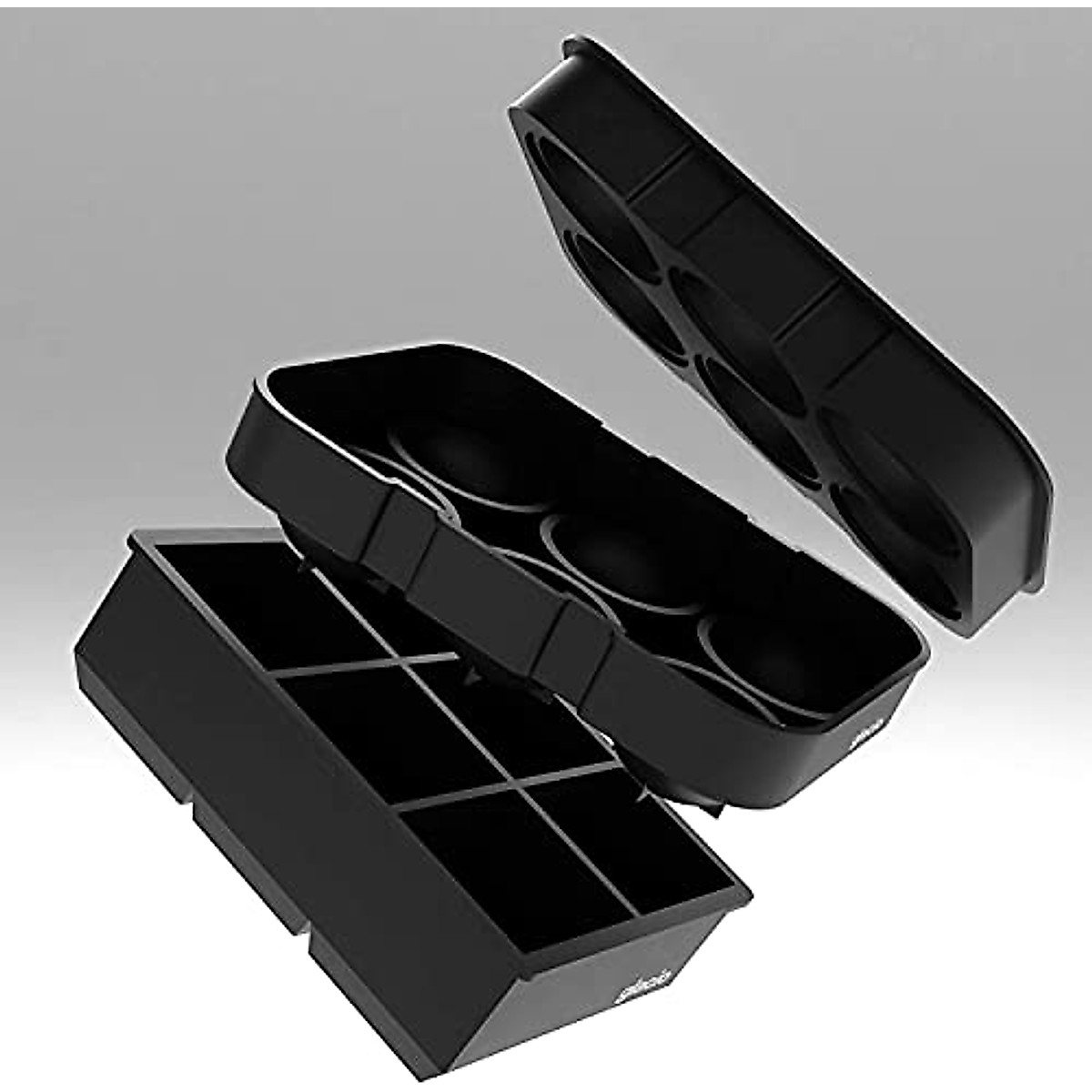 Glacio Premium Silicone Ice Tray Set - 2-in-1 Combo with Large 2" Square Cubes & Sphere Ball Mold - Ideal for Whiskey, Cocktails, and Beverages - Easy Release & BPA-Free