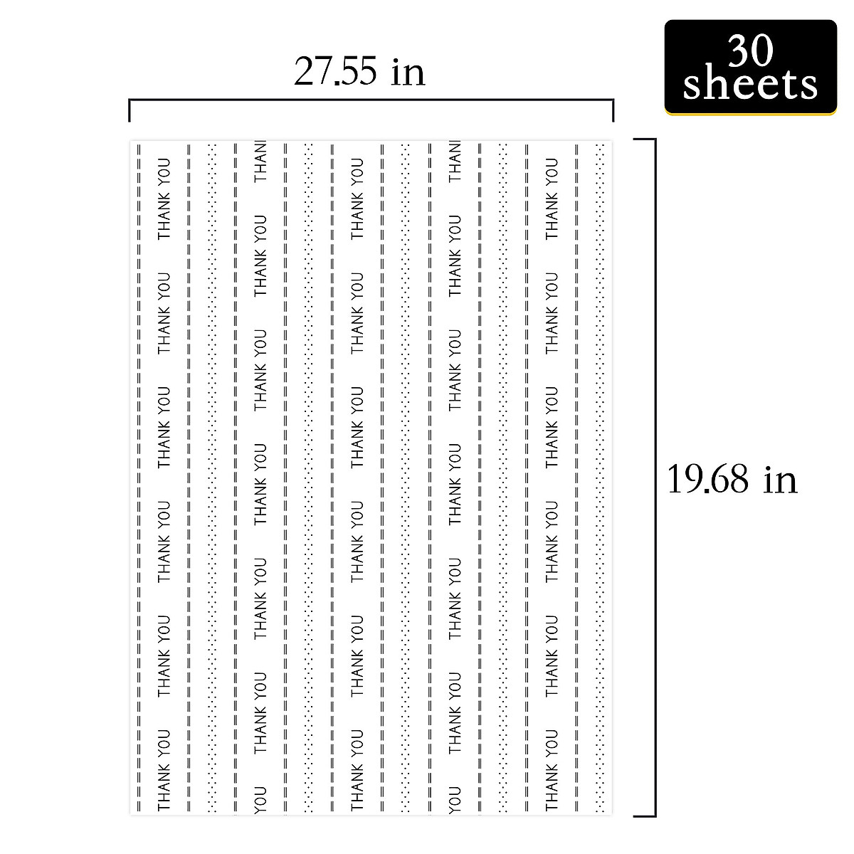 MR FIVE 30 Sheets Thank You Tissue Paper Bulk,20" x 28",Gift Wrapping Tissue Paper,Thank You Tissue Paper for Packaging,Gift Bags,Wrapping Tissue for Graduation,Birthday,Party,Thanksgiving