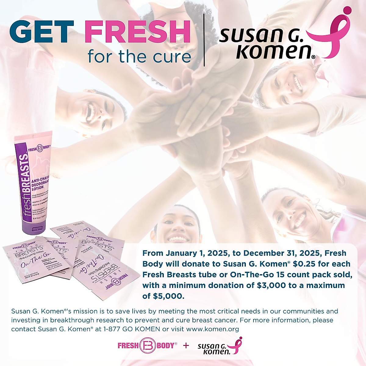 Fresh Body Fresh Breasts Anti Chafing Deodorant Lotion to Powder, 3.4oz - Anti Chafe Cream Whole Body Deodorant for Women, Inner Thighs & Areas that Sweat, No Talc, Aluminum and Fragrance