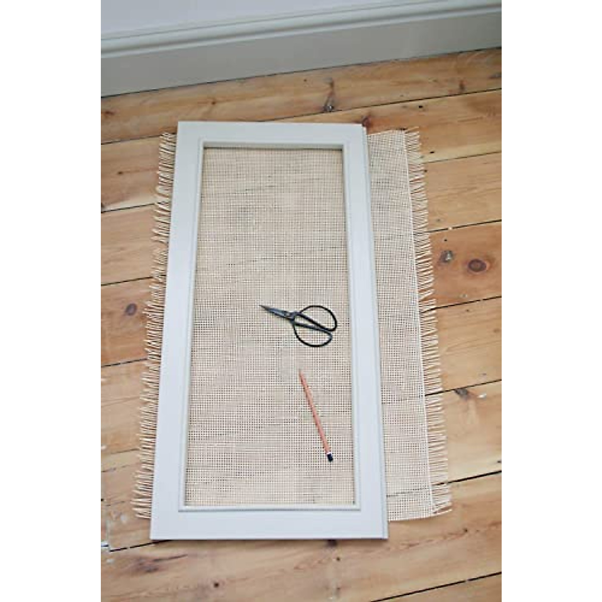 24" Width Natural Real Rattan Wicker Cane Webbing, Rattan Woven Roll Wardrobe Shoe Square Mesh Material for Cabinet & Door (24"X180")