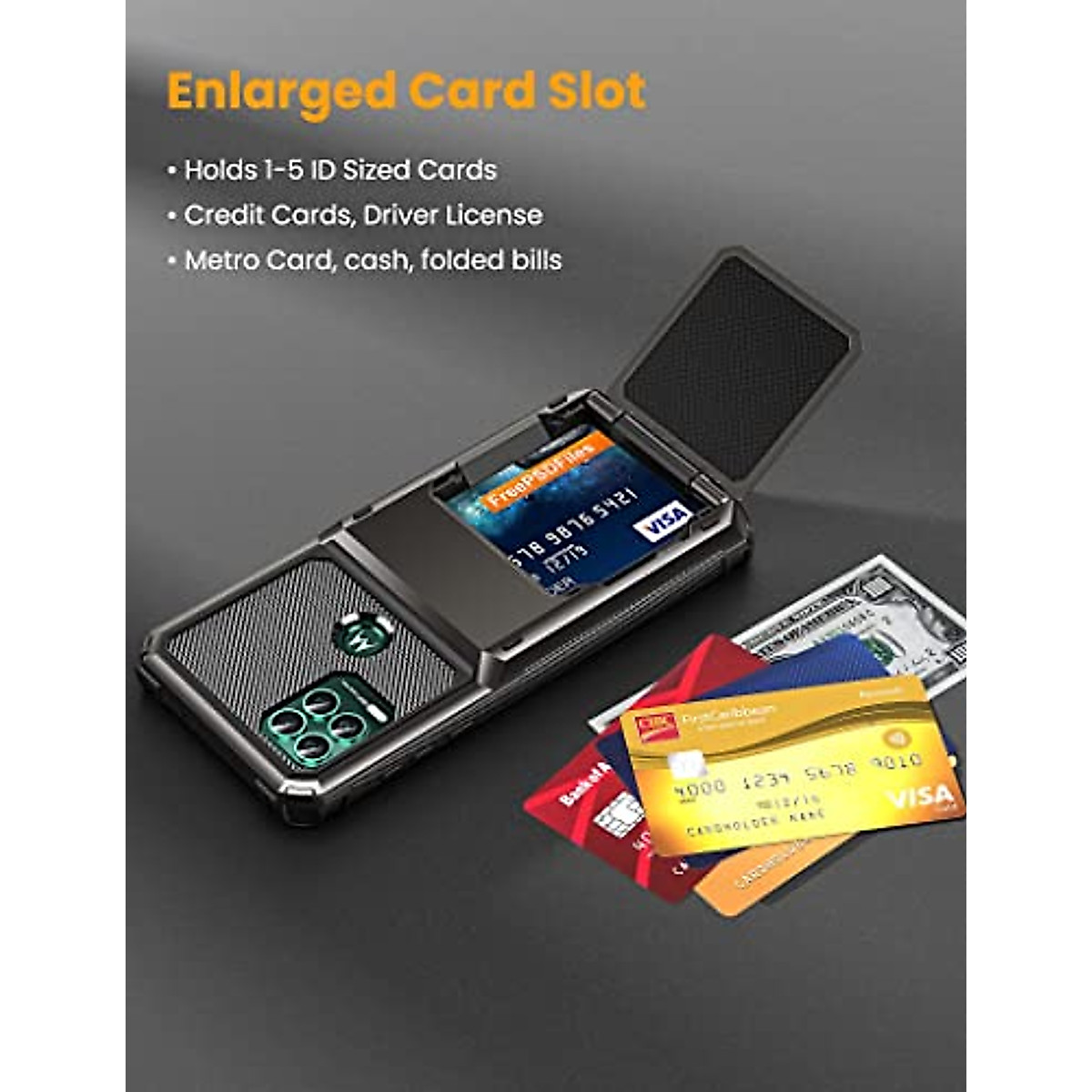 TITACUTE for Moto G Stylus 5G 2021 Case Wallet 5 Credit Card Holder Flip Cover ID Slot Back Pocket Dual Layer Anti-Scratch Hard Shell Tough Protective Bumper for Moto G Stylus 5G 2021 Gunmetal Bronze