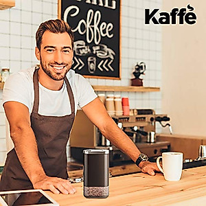 Kaffe Glass Storage Container. Coffee Canister - BPA Free Stainless Steel with Airtight Lid (12oz)