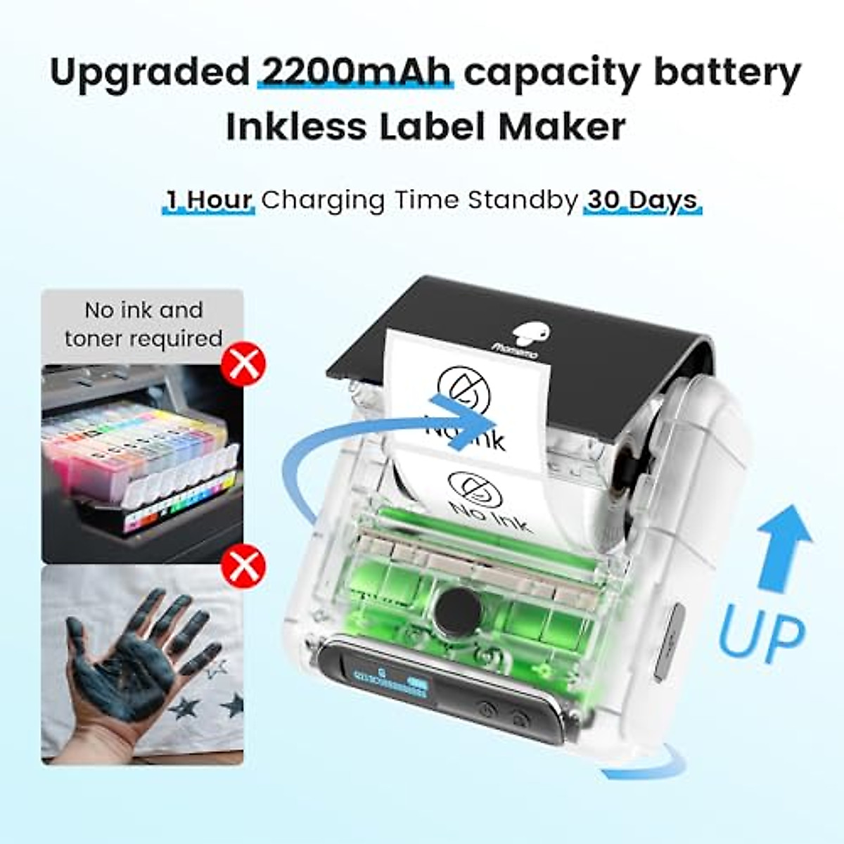 Memoking Bluetooth Label Maker - M200 Thermal Label Printer for Small Business, Address, Logo, Mailing, Office Organization, Kitchen, Label Maker Machine for Phones & PC, 3 Roll Labels