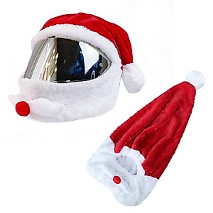 YHNTGB Christmas Santa Motorcycle Helmet Cover Santa Claus Xmas Hat Decoration Accessories Nativity Helmet Cover Motorcycle Skiing Accessories Fun Rides and Gifts for Men & Women