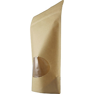 50 Natural Kraft Stand-up Zip Pouch with Window (Small (5 1/8"W x 8 1/8"H))