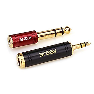 JEEUE 1/4" to 3.5mm Headphones Adapter for Audio Connector Cables, Upgrade 3.5mm(1/8") TRS to 6.35mm Stereo Pure Copper Jack Adaptor Bring You Professional Sound (Fashion Black+Red)