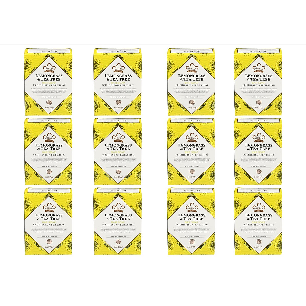 Nubian Heritage Lemongrass & Tea Tree Bar Soap, 5 oz (Pack of 12)