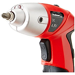 25-Piece Electric Screwdriver Set - Cordless Drill with LED Work Light, Automatic Spindle Lock, and Screw Driver Bits by Stalwart (Red)