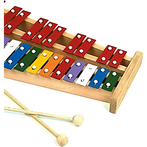 Professional Wooden Soprano Full Size Colorful Glockenspiel Xylophone with 27 Metal Keys for Adults & Kids