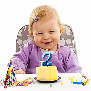 BLUE TOP 4 Inch Birthday Cake Candles Number Candles 3D Design Birthday Candles for Cake,Cake Topper Decoration for Kids,Adults,Party,Anniversary,Milestone Age.(DIY Blue Number 1)