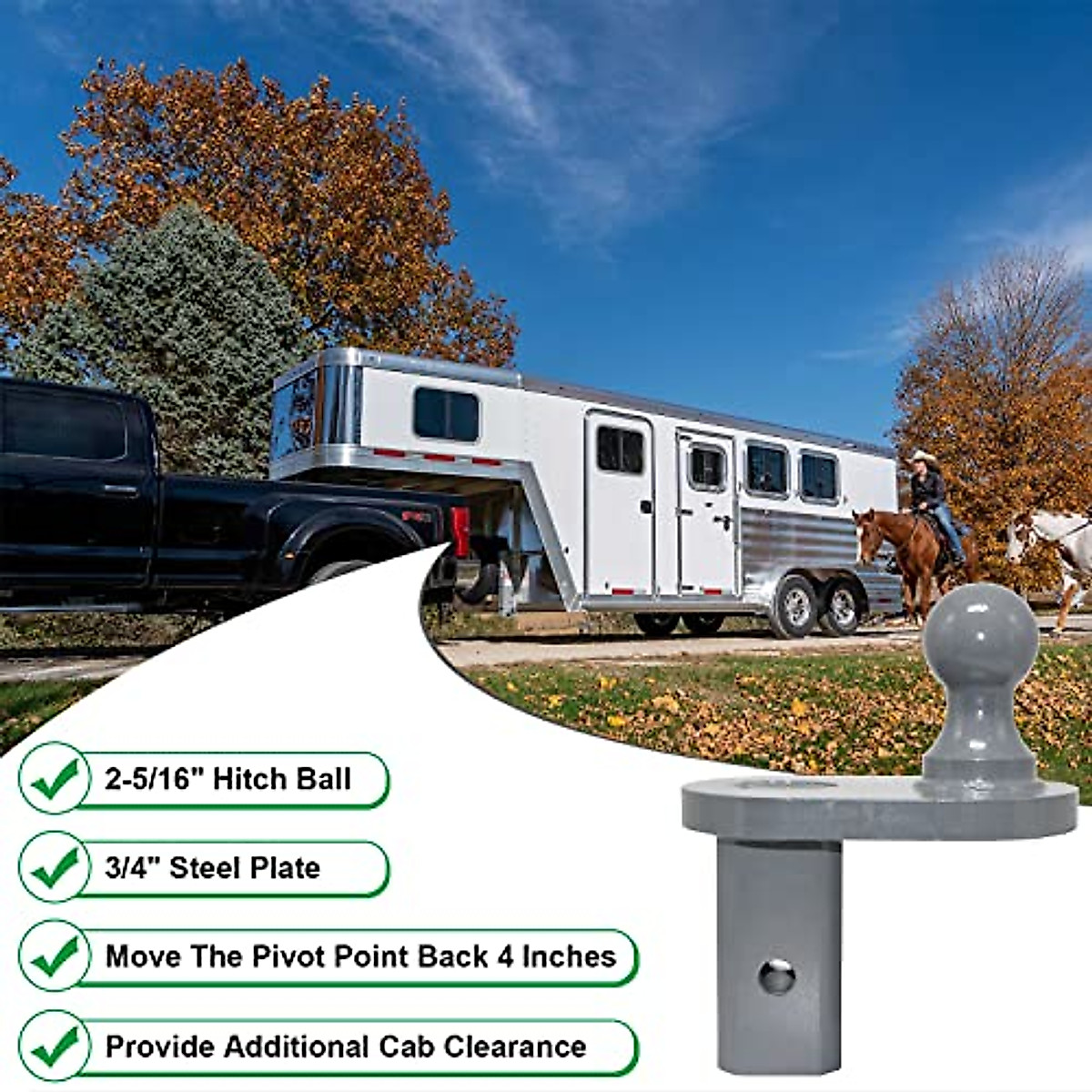 GNXA4085 Gooseneck Ball Extender, Heavy Trailer Hitch for B&W Trailer Hitches Turnoverball Gooseneck Hitch Extender, 4 Inches Offset, 20000 lbs GTW/ 5000 lbs VTW, 2-5/16 Inch Diameter Ball