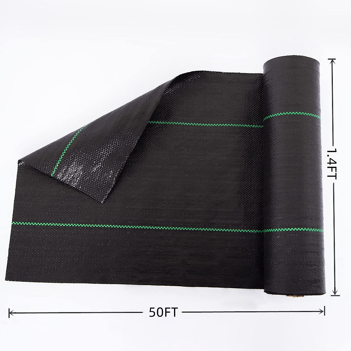 EXTRAEASY Garden Weed Barrier Landscape Fabric,Weed Block Fabric Heavy Duty 3.2OZ,Woven Mulch for Landscaping Ground Cover Weed Control Fabric, Black Garden Bed Liner (1.4ft x 50ft)