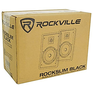 Rockville 2 RockSlim Black Home Theater 5.25" 240w Easy Wall Mount Slim Speakers
