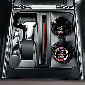 Funny Car Coasters for Cup Holders - 2 Pack Absorbent Ceramic Stone Car Cup Holder for Women, Keep Auto Clean & Easy Removal, Cute Car Accessories Interior & Great Gift Idea, Flower & Sayings Mix