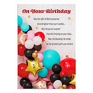 DaySpring - Birthday Balloons - 4 Balloon Designs Assortment with Scripture - 12 Happy Birthday Boxed Cards & Envelopes (U0057)