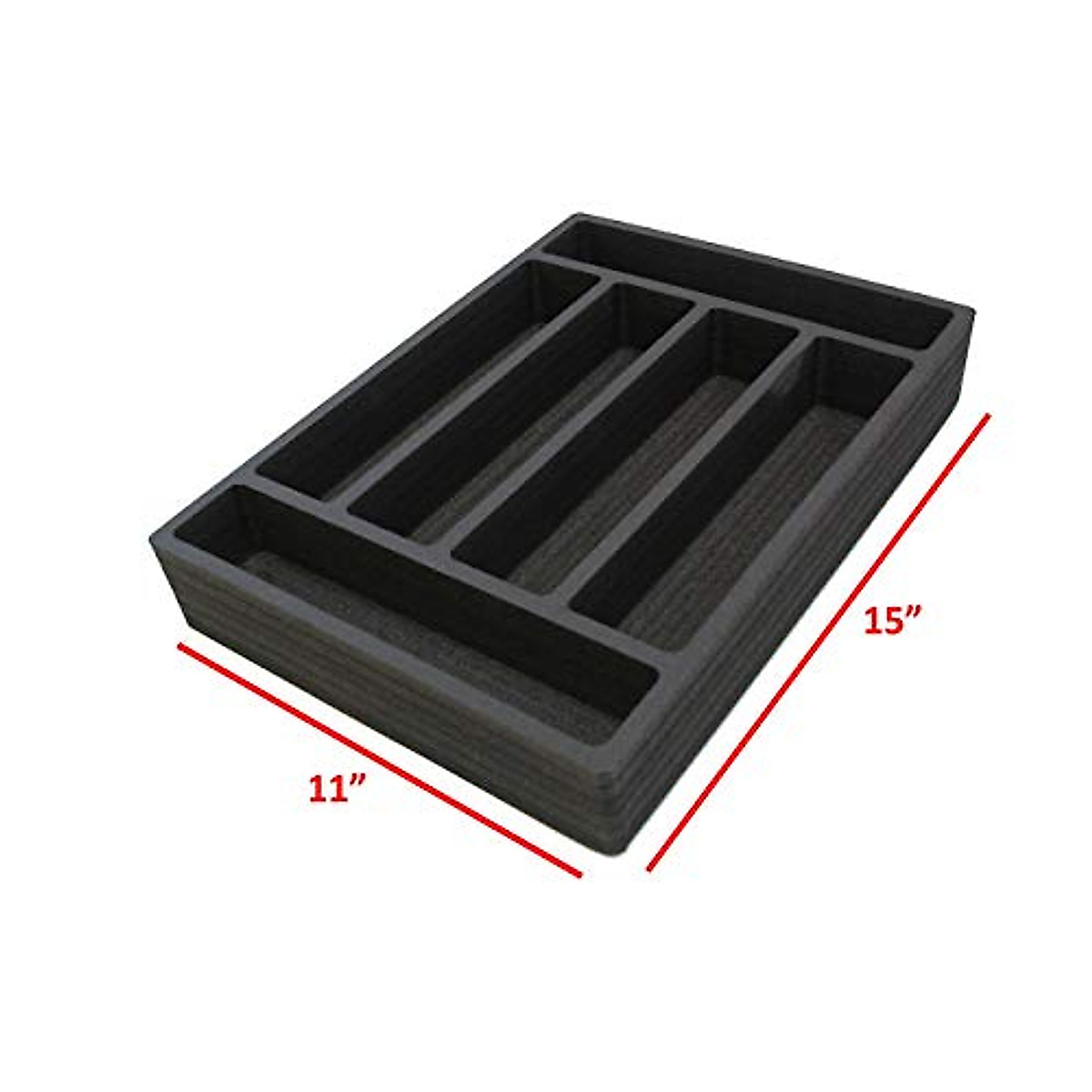 Polar Whale 4 Large Flatware Silverware Drawer Organizers for Cutlery Forks Knives Spoons Serving Utensils Non-Slip Premium Waterproof Tray Insert 11 x 15 Inches 6 Slot Extra Deep Pair Set