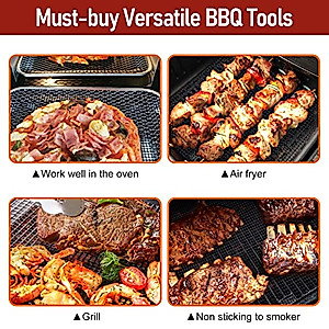 PatioGem Reusable Grill Mesh Mat, Grill Mats for Outdoor Grill Nonstick BBQ Mats for Grilling, Grill Set of 3, Nonstick Grill Mesh Mat, Mats for Grilling, BBQ Accessories Mesh Grill Mat -15.75” x 13”