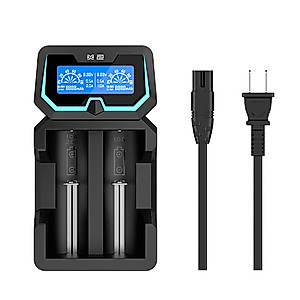 18650 Battery Charger 2 Slot, XTAR X2 Smart Charger 2A Fast Charger LCD Display for Rechargeable Batteries Ni-MH Ni-Cd 1.2V AA AAA10440 14500 1634020700 26650 AC Mirco USB Ports