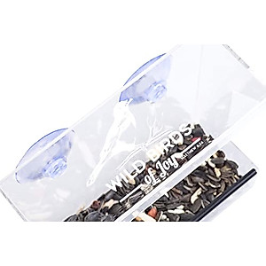 Wild Birds of Joy Window Bird Feeder with Strong Suction Cups and Seed Tray with Drain Holes, Small, Compact, Clear Acrylic, Easy Clean, Outside Feeders for Transparent Viewing