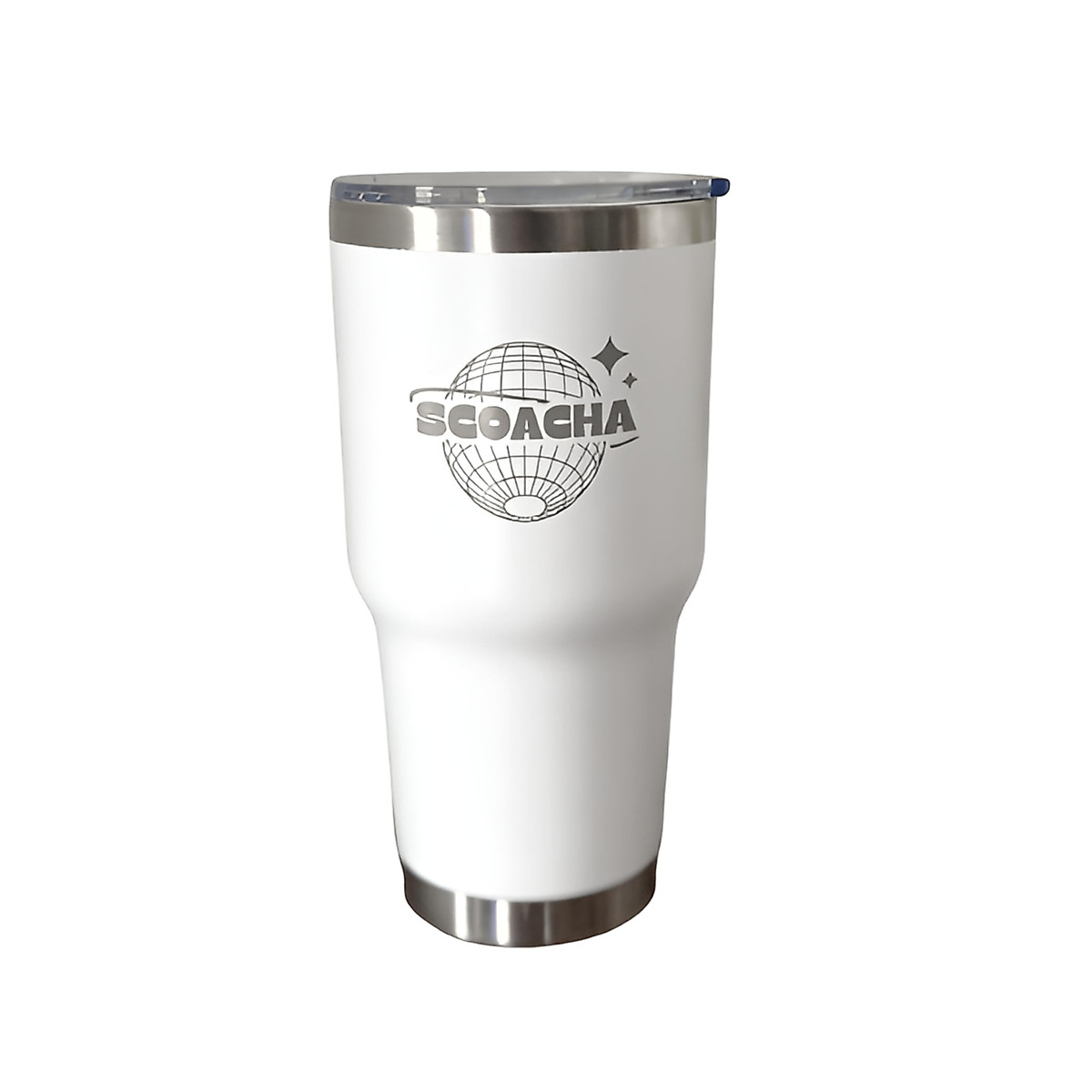 SCOACHA 30 oz Stainless Steel Double Wall Vacuum Insulated Travel Tumbler – Durable and Spill-Proof Lid – Perfect for On-the-Go, Work, and Outdoors. (White)