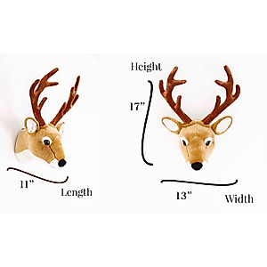 BAOUBEAR Plush Stuffed Deer Head – 17 Inch Hunting Toy, Handcrafted Trophy, Woodland Nursery Decor