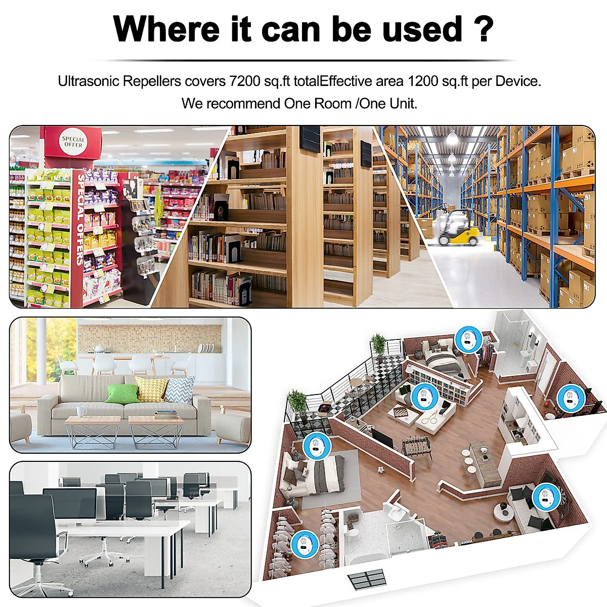 2024 Upgraded Version Ultrasonic Pest Repeller, Mouse Repellent Indoor, Pest Control, Pest Repellent for Home,Kitchen, Office, Warehouse, Hotel 6 Packs