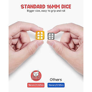 JoyCat 16mm 6 Sided Dice Set Standard Game Dice Kids for Board Games Dice Games Math Dice for Classroom with Storage Bucket (100, Translucent)