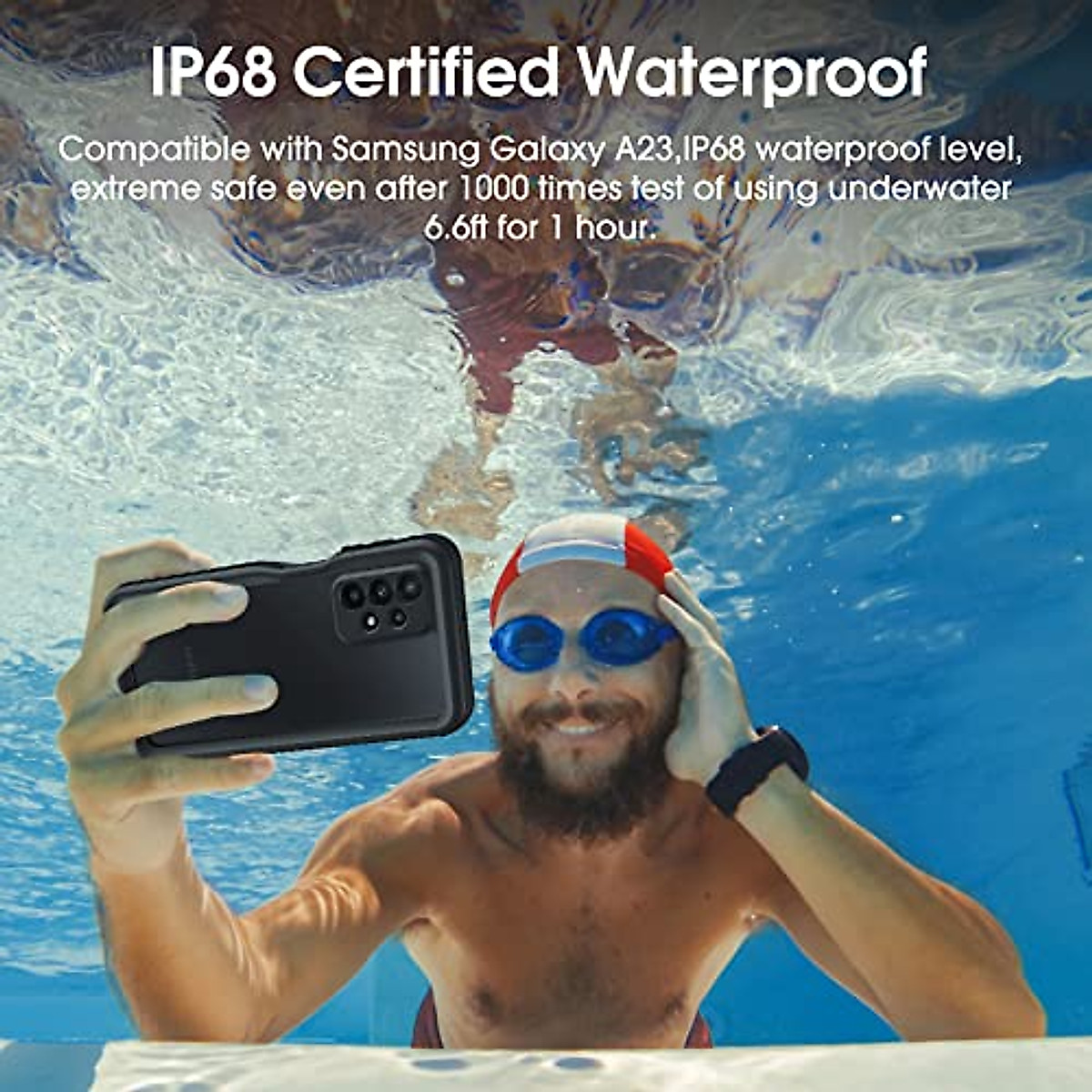 Samsung Galaxy A23 5G Waterproof Rugged Case - Built-in Screen Protector, Dustproof, Shockproof, Heavy Duty Protection (Black)