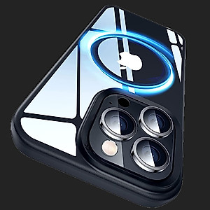 CASEKOO Clear Hybrid for iPhone 14 Pro Max Case (2024 Upgraded), Ultra Strong Magnetic Force, 10FT Milirary Drop Protection, with 360° Rotating Magnetic Stand, Transparent Slim 6.7 inch, Clear Black